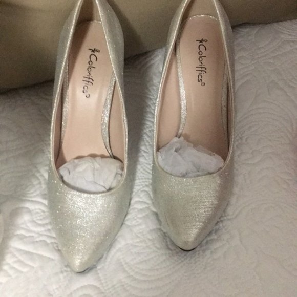 Coloriffics | Shoes | Weddingbridal Or Prom Pumps Silver 7 Coloriffics ...